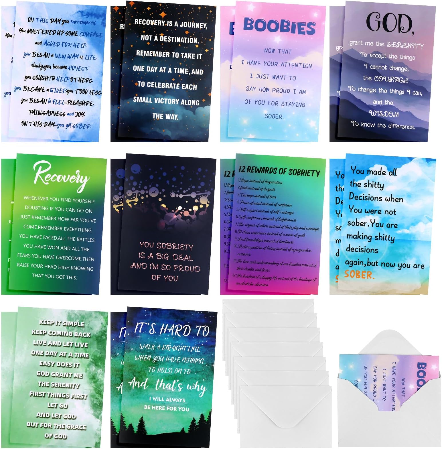 Amazon.com : uyakhom 20 Pack Sobriety Greeting Card with Envelope ...