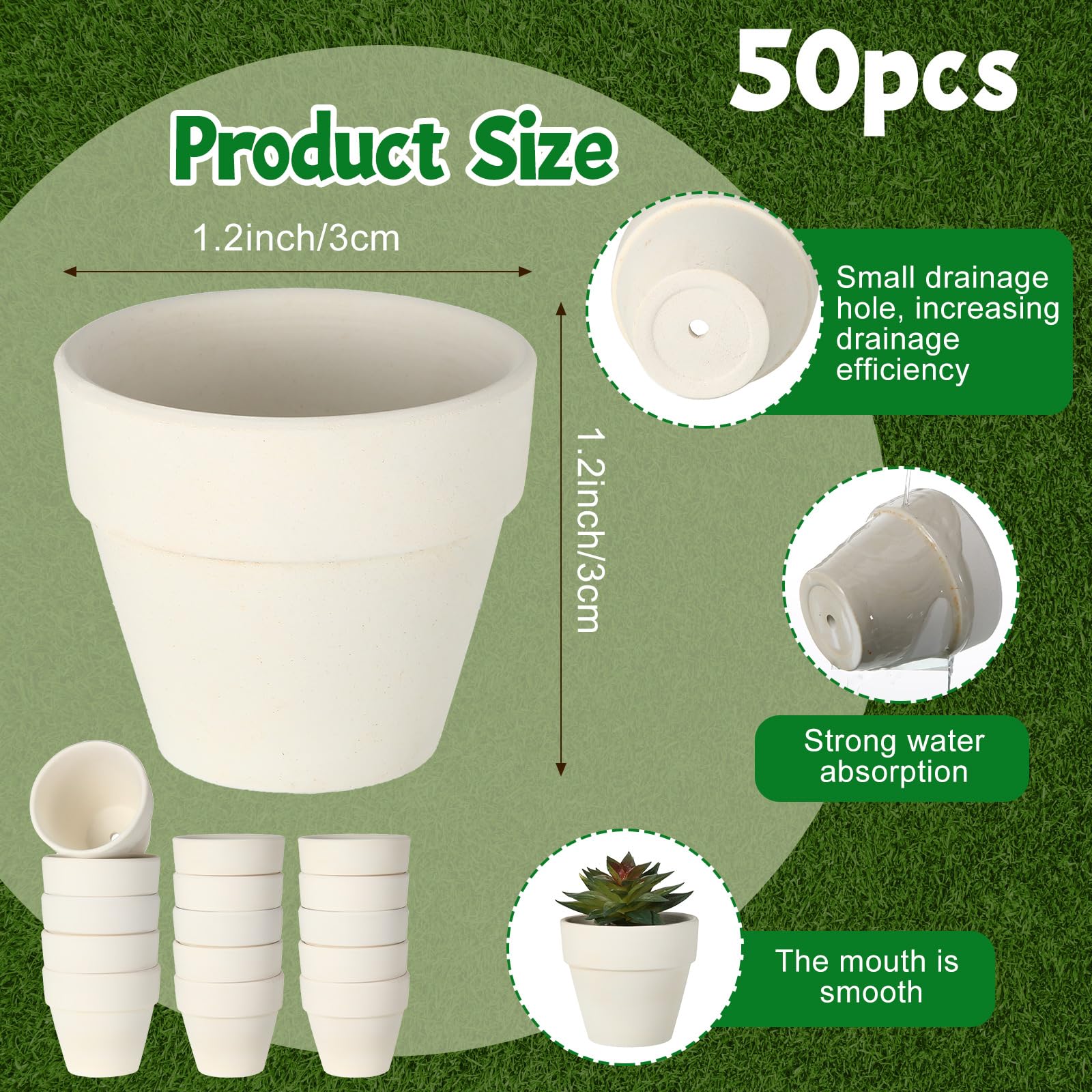 Snapklik.com : 50 Pcs 1.2 Inch Terracotta Pots Bulk Small Mini Clay ...