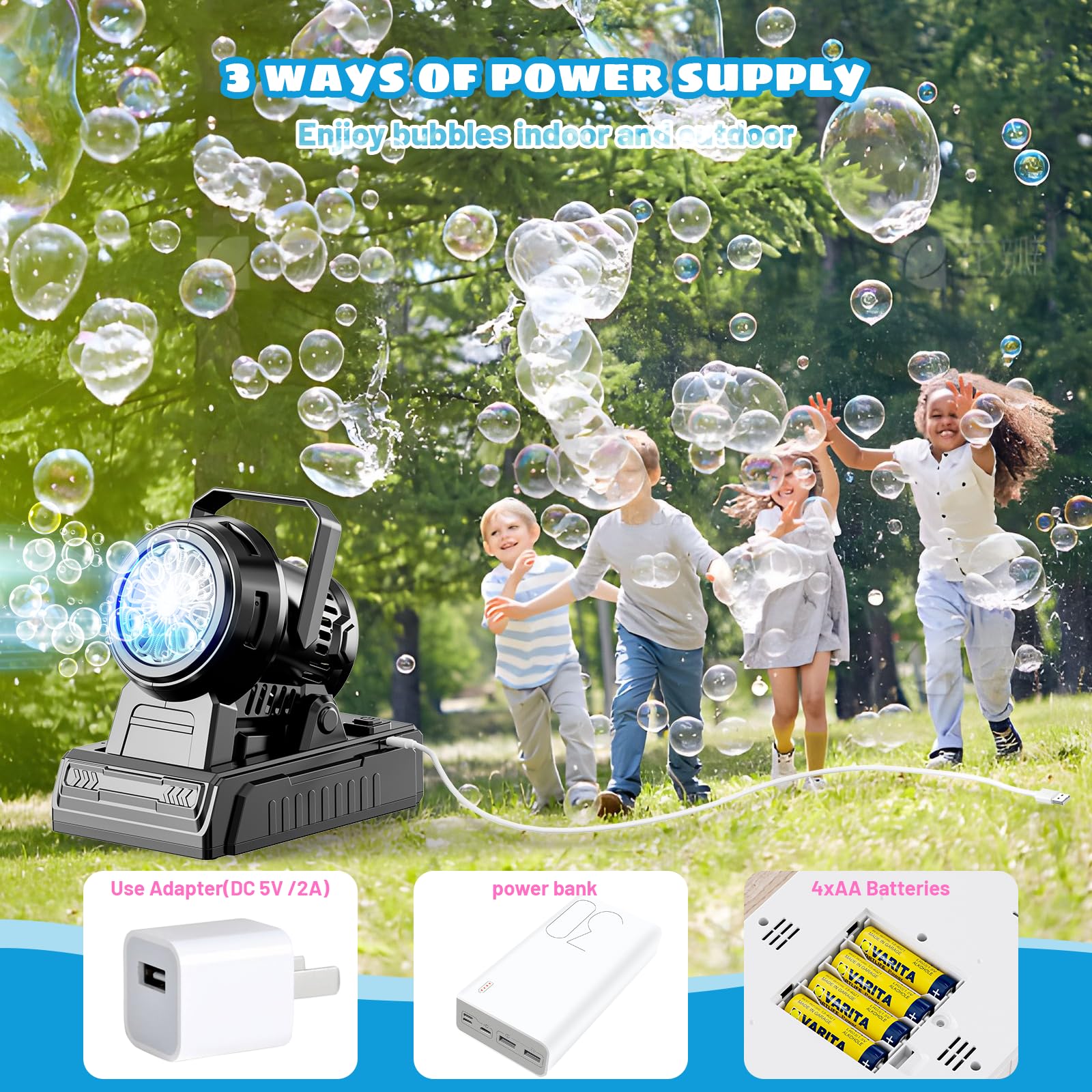 Fog Bubble Machine SHCKE Automatic Bubble Machine - 10 Holes, 20000 ...