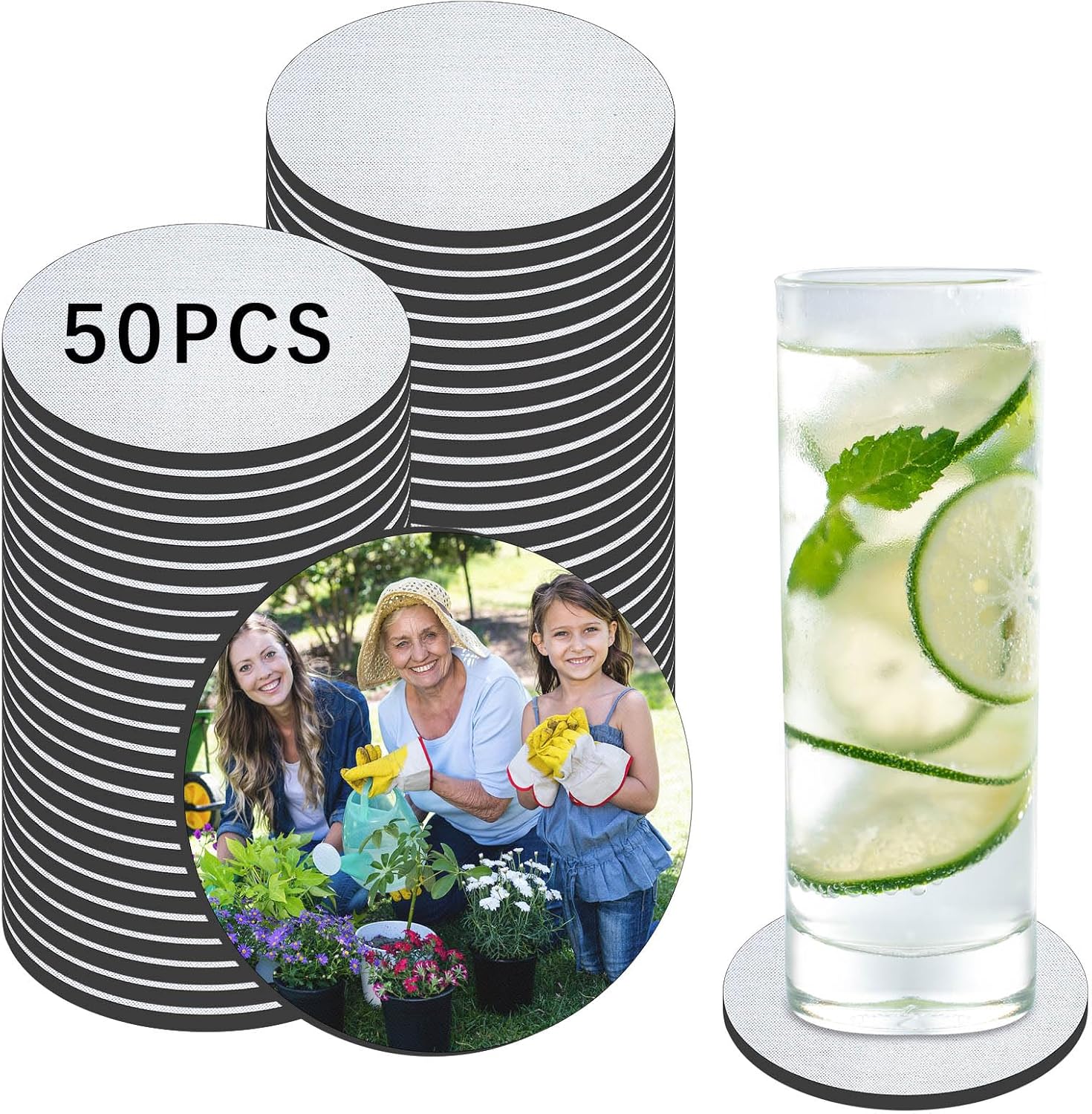Amazon.com: 50 PCS Sublimation Coasters Blanks Bulk, 4x4 Inch Round ...