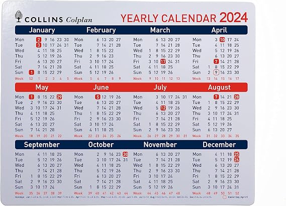 Collins Colplan 2024 Yearly Desk Calendar 210x260mm (CDS1-24) : Amazon ...