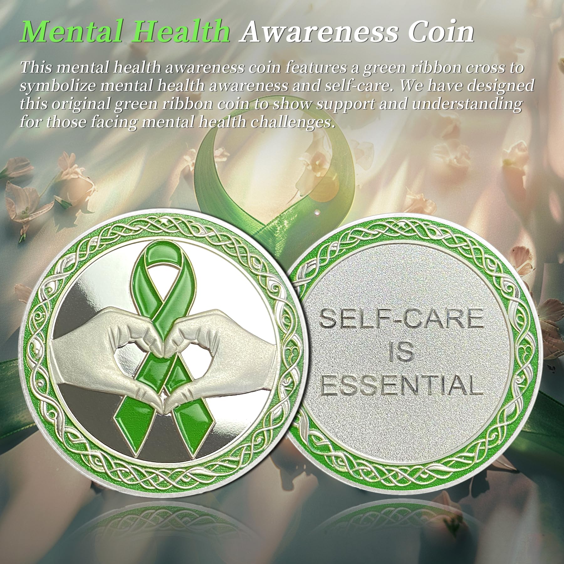 Snapklik.com : Mental Health Awareness Coin - Original Green Ribbon ...