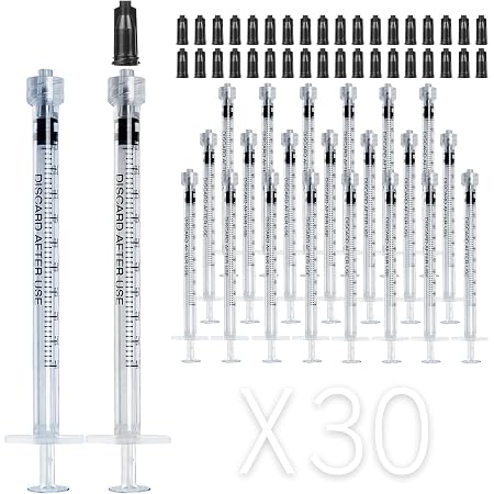 Amazon.com: 30 Pack 1ml Luer Lock Syringe Without Needle Plastic ...