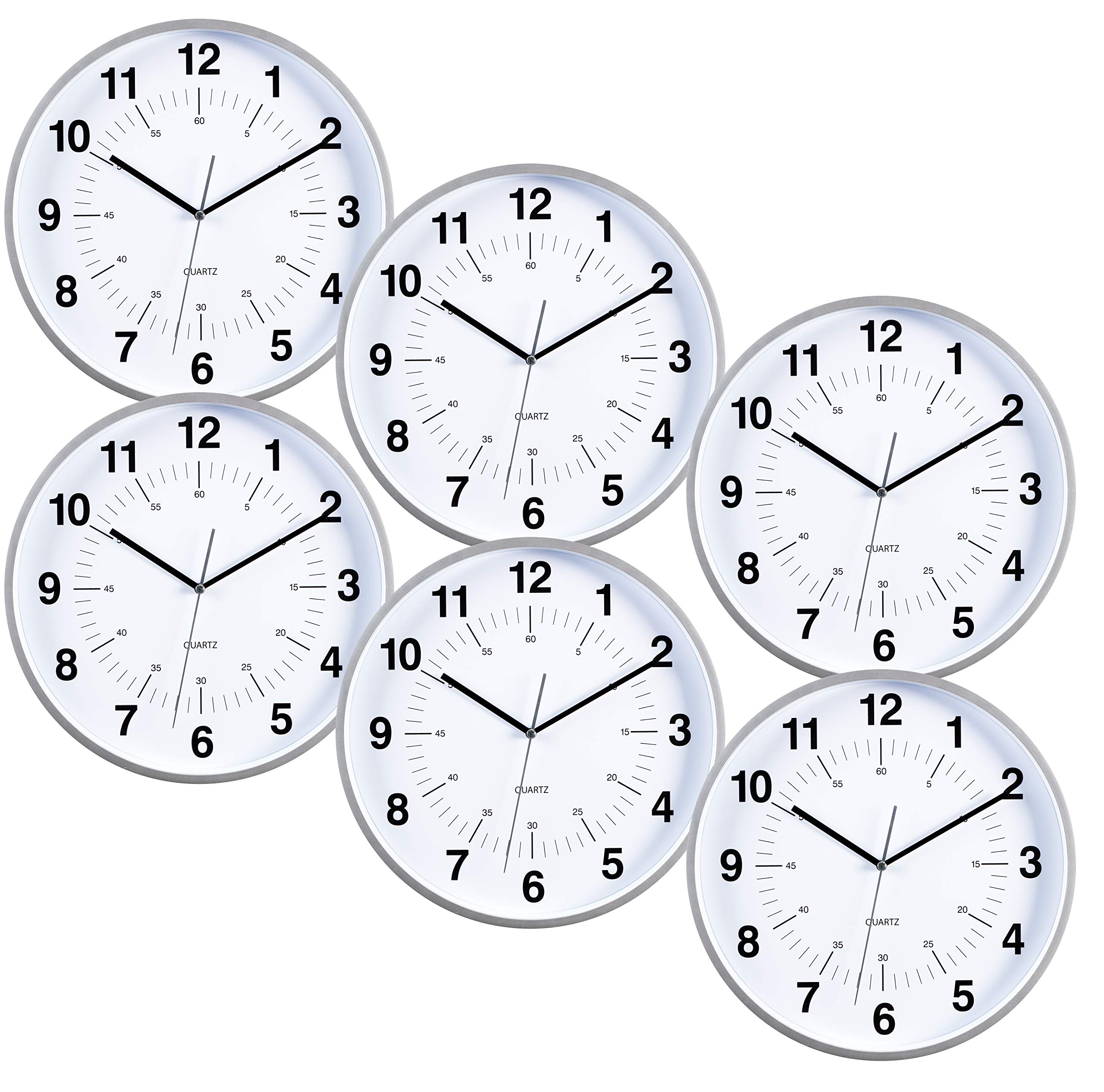 Amazon.com: Kiera Grace 6-Pack Aster Silent Analog Wall Clocks for Home ...