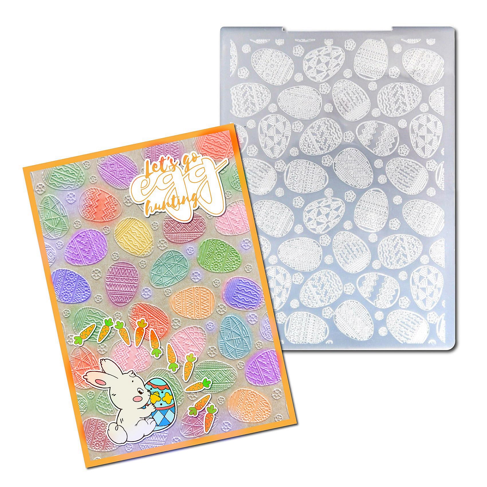 Amazon.com: Arbuya Easter Eggs Background Plastic Embossing Folders for ...