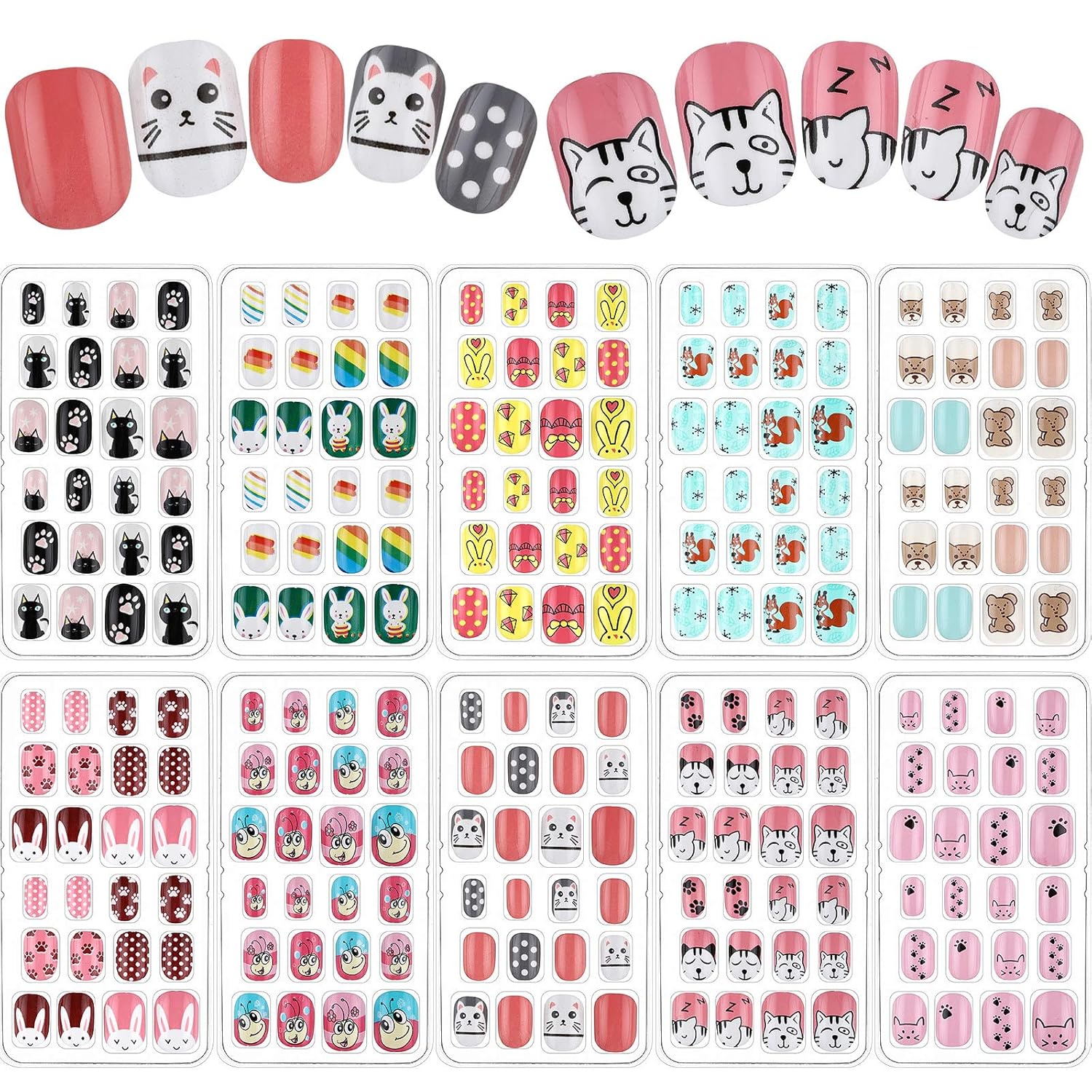 Amazon.com: 240 Pieces Children False Nails Kids Girls Press on Short ...