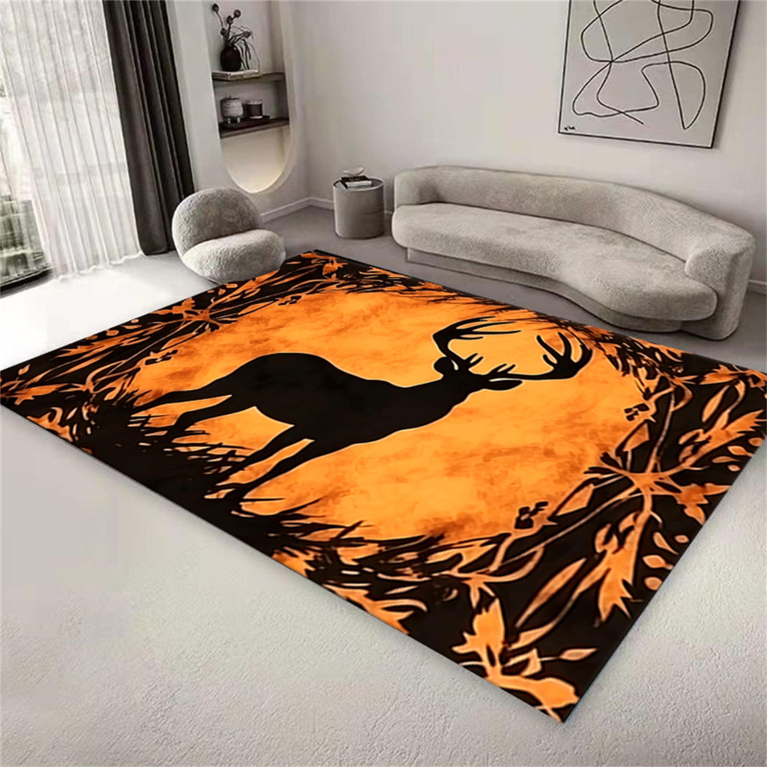 Amazon.com: Srocvi Animal Elk Area Rug Beautiful Western Country Forest ...