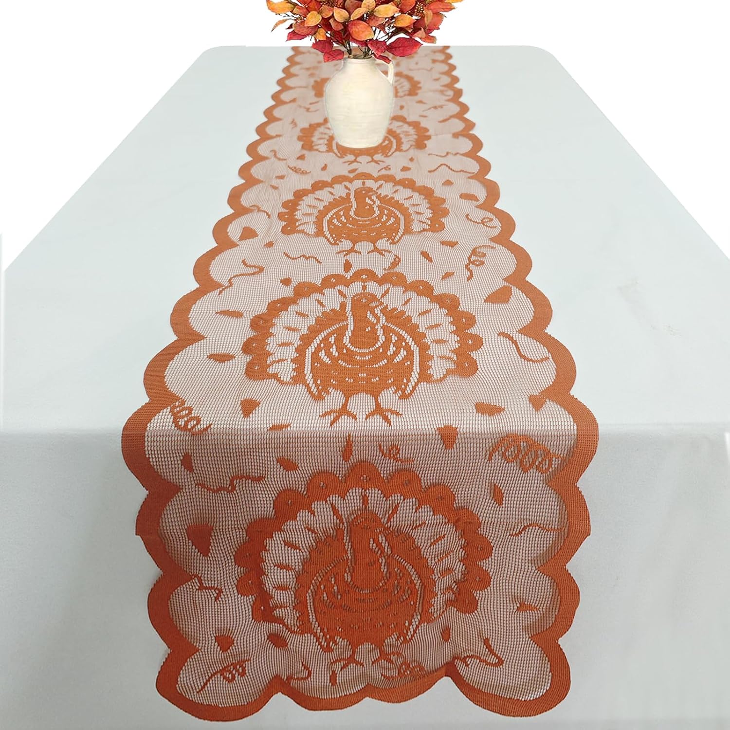 Amazon.com: Thanksgiving Table Runner 72 Inch – Lace Turkey Table ...