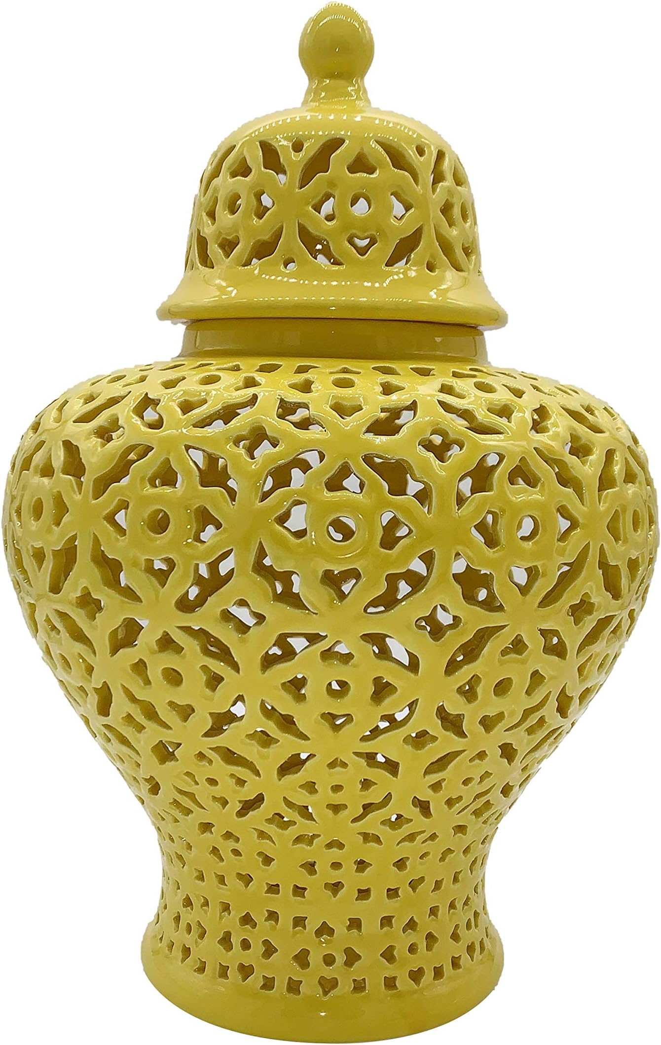 Amazon.com: Benjara Bryan 13 Inch Ceramic Temple Jar, Geometric Print ...