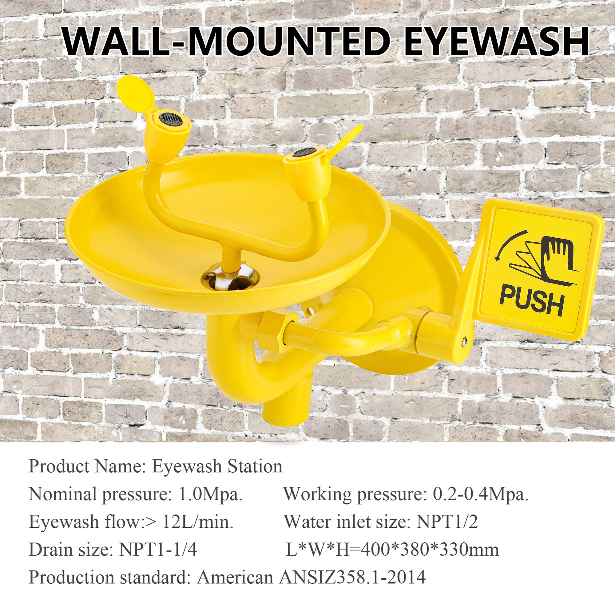 CGOLDENWALL Eye Wash Station Wall Mounted Eyewash Station Eye Face ...