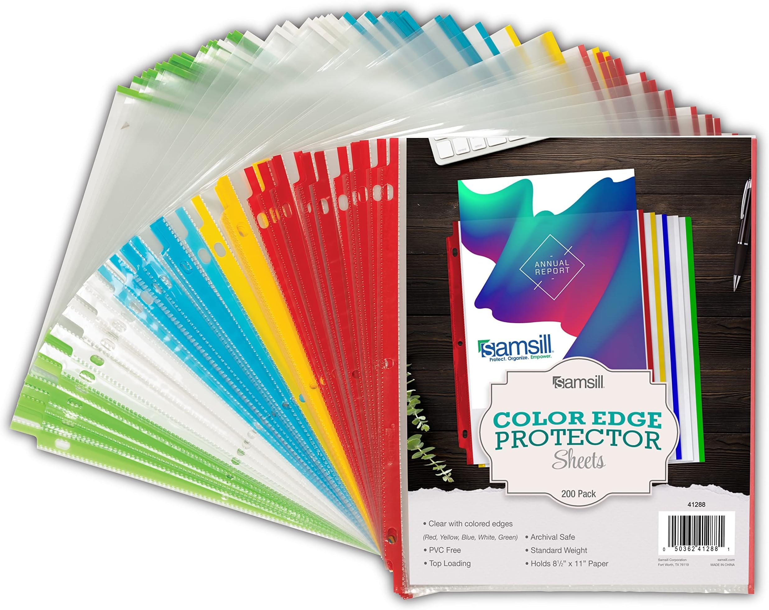 Amazon.com : EnvyPak Sheet Protectors - Pastel Color-Coded Edges 8.5 X ...