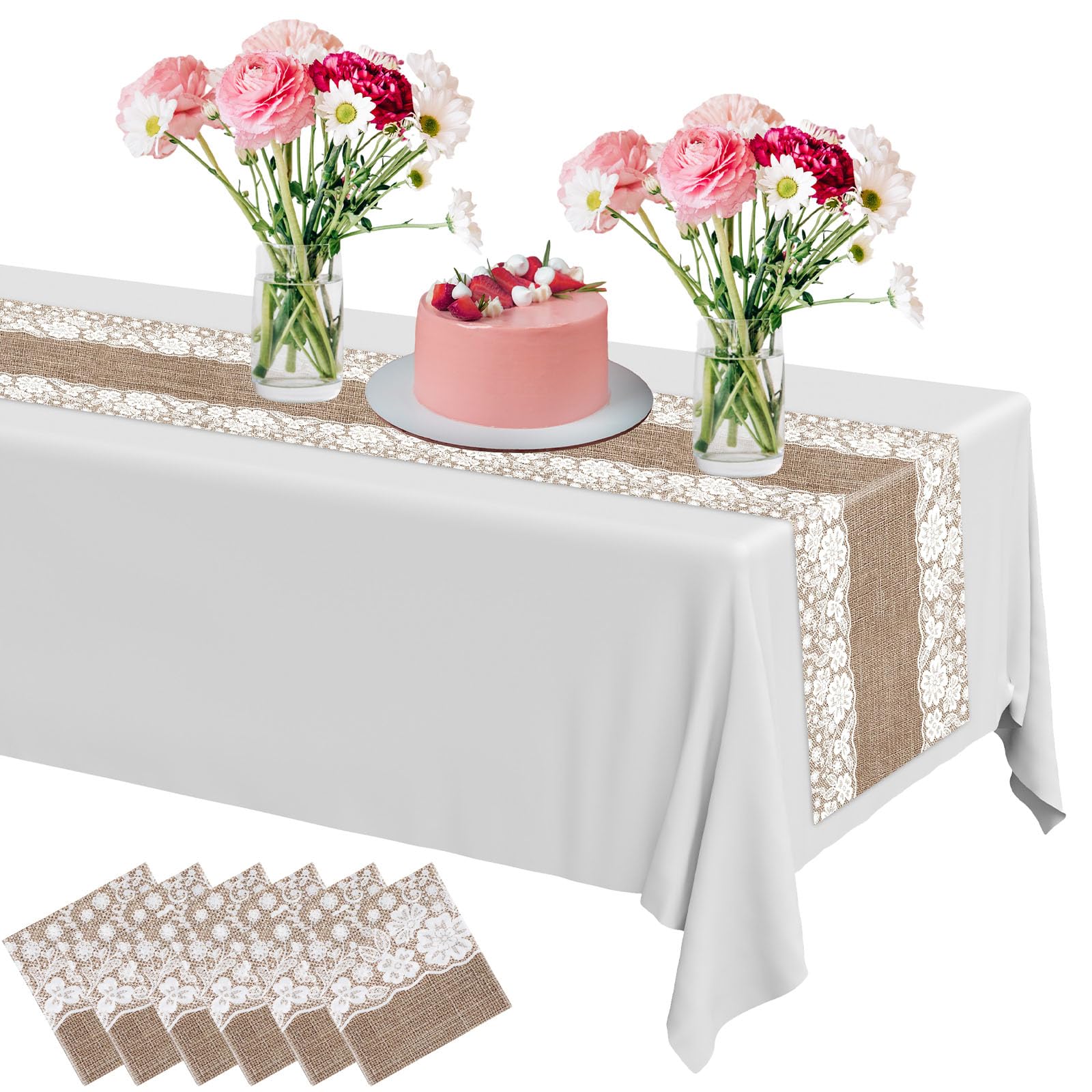 Amazon.com: Newwiee 6 Pack Plastic Table Runner 14 x 108 Inch Natural ...