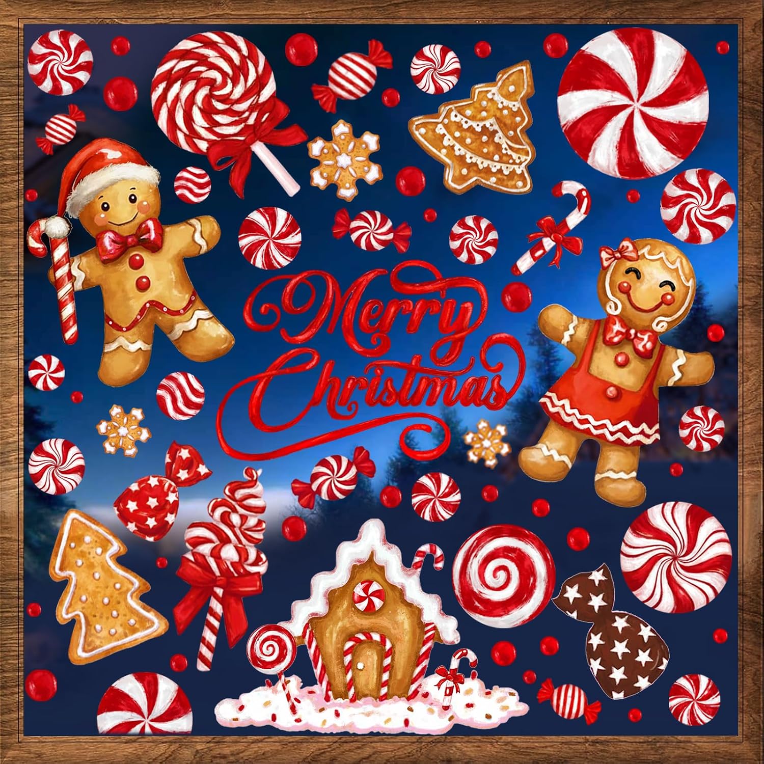 Amazon.com: DULEFUN Christmas Window Clings, Gingerbread Man Candy ...