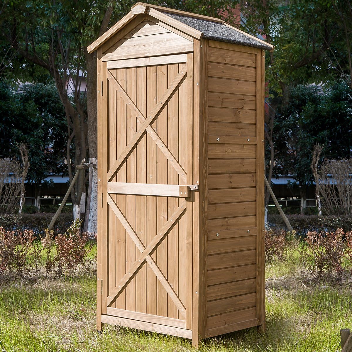 Amazon.com : GLANZEND Outdoor Wooden Storage Sheds Fir Wood Lockers ...