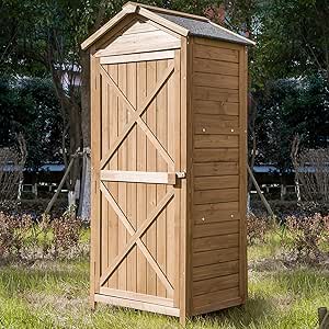 Amazon.com : GLANZEND Outdoor Wooden Storage Sheds Fir Wood Lockers ...