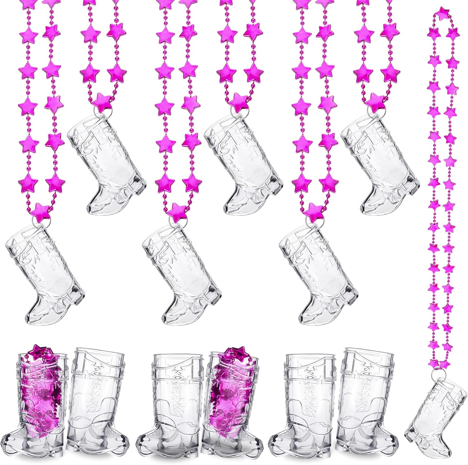 Amazon.com: Sureio 12 Sets Cowgirl Boot Shot Glass on Beaded Necklace ...