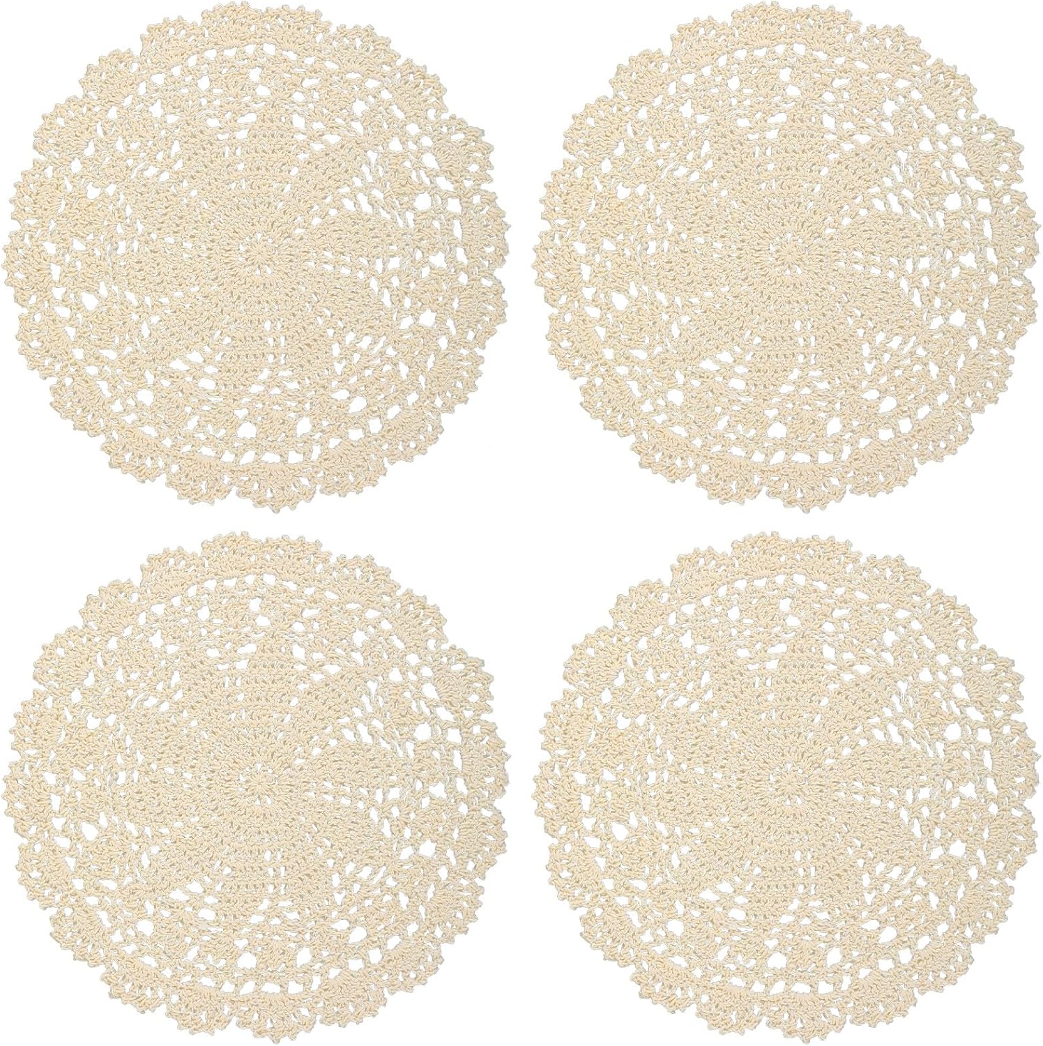 Amazon.com: 4 Pcs Doilies for Tables Beige Vintage Lace Crochet Doilies ...