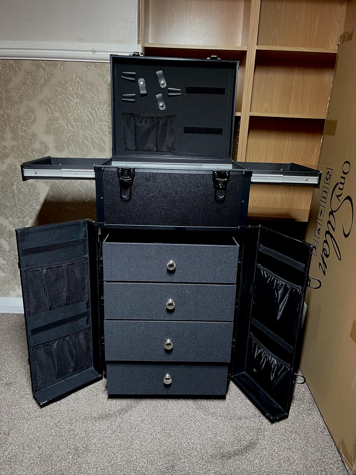 Stagiant Professional Makeup Trolley Case Beauty Box On Wheels with 4 ...