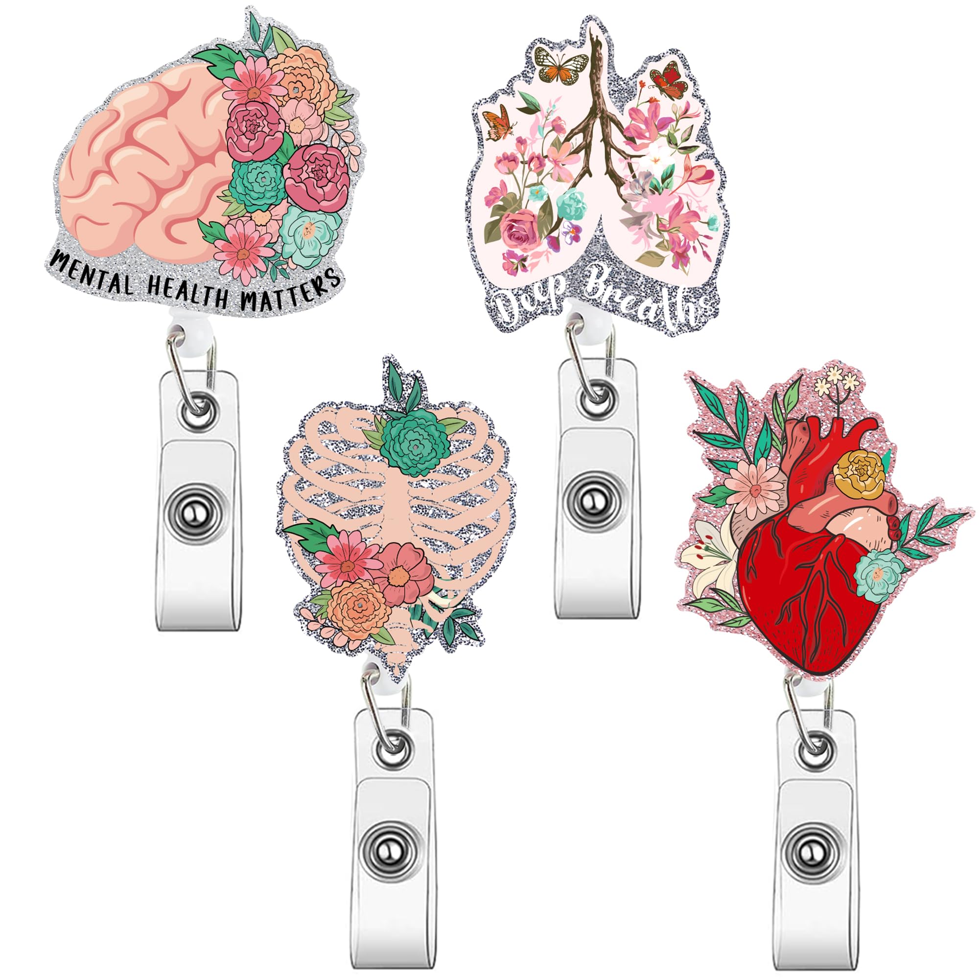 Snapklik.com : AFRITEE Cardiac Badge Reel Retractable - 4pcs Acrylic ...