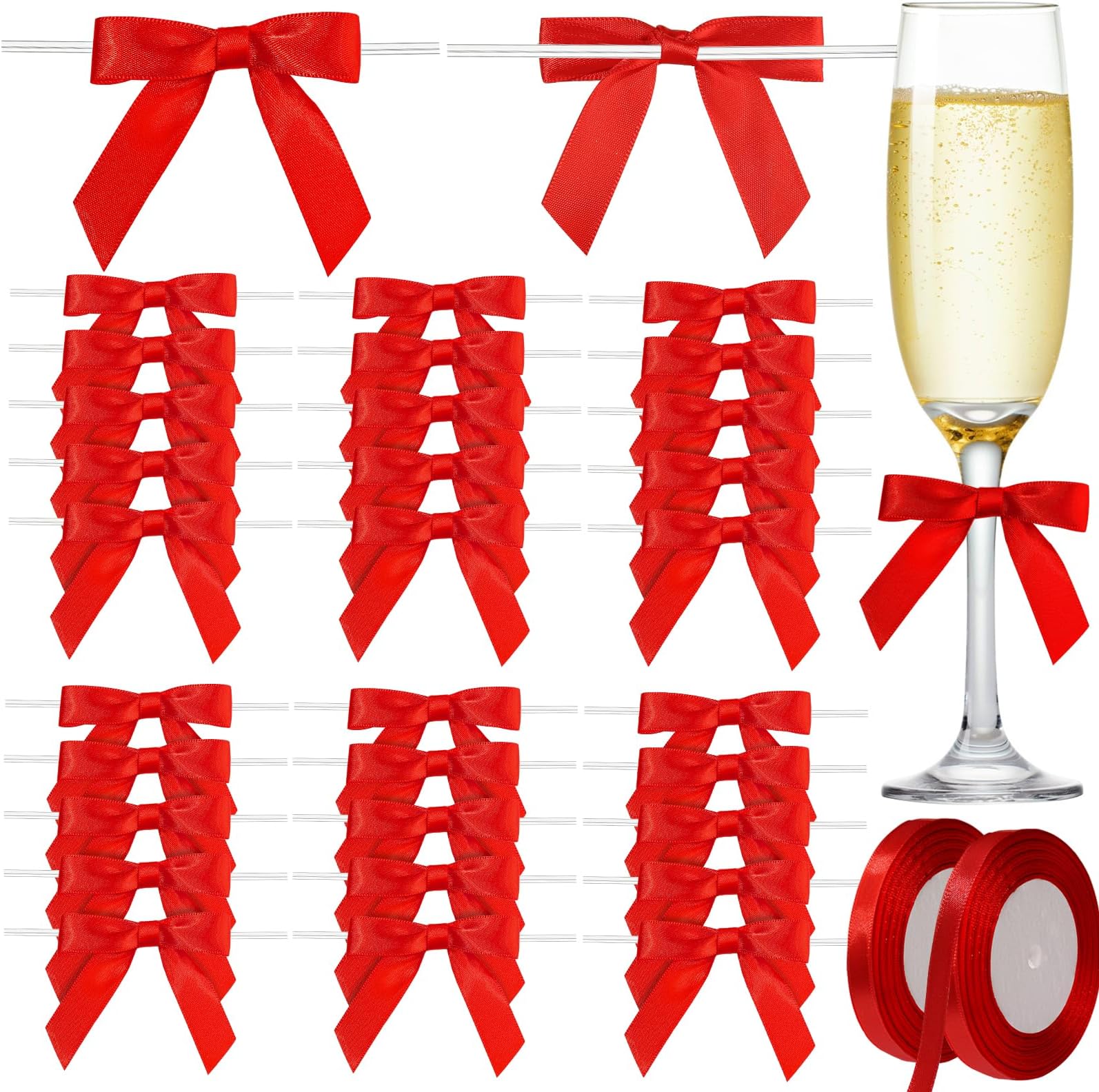 Amazon.com: YGDZ Red Bows Satin Ribbon Set, 30PCS 3" Bows for Cake ...