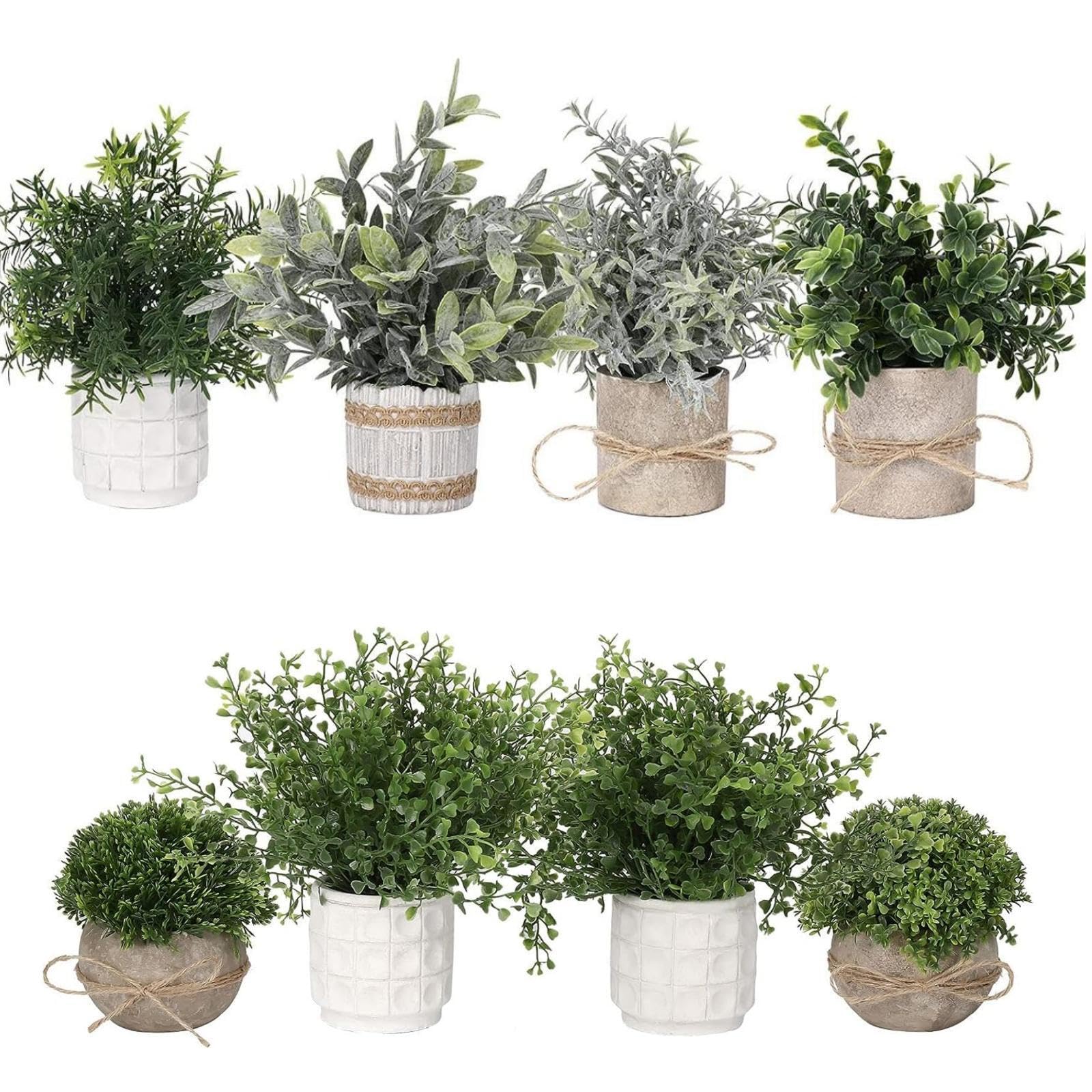Amazon.com: PENGYEE Fake Plant Set 8Pcs Small Faux Plants Indoor, Mini ...