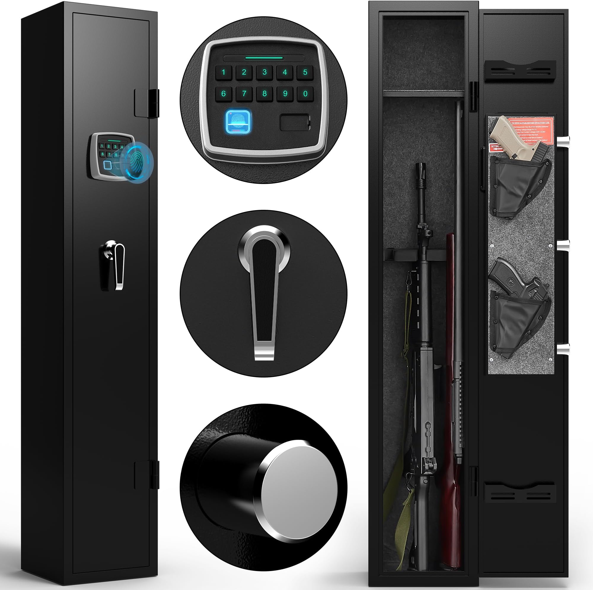 Amazon.com: SAFEFEVER 3-5 Gun Safe, Gun Cabinets for Rifles with 180 ...