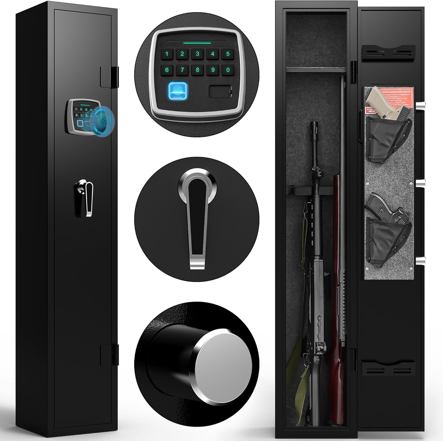 Amazon.com: SAFEFEVER 3-5 Gun Safe, Black Alloy Steel Gun Cabinet with ...