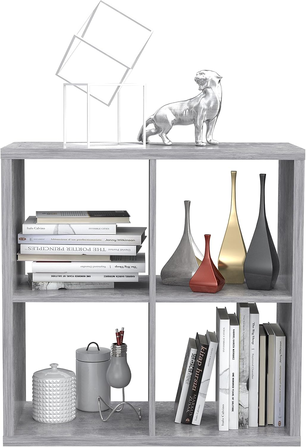 FORTE Mauro Regal 2x2 Fächer, Holzwerkstoff, Betonoptik Lichtgrau, (B*H ...