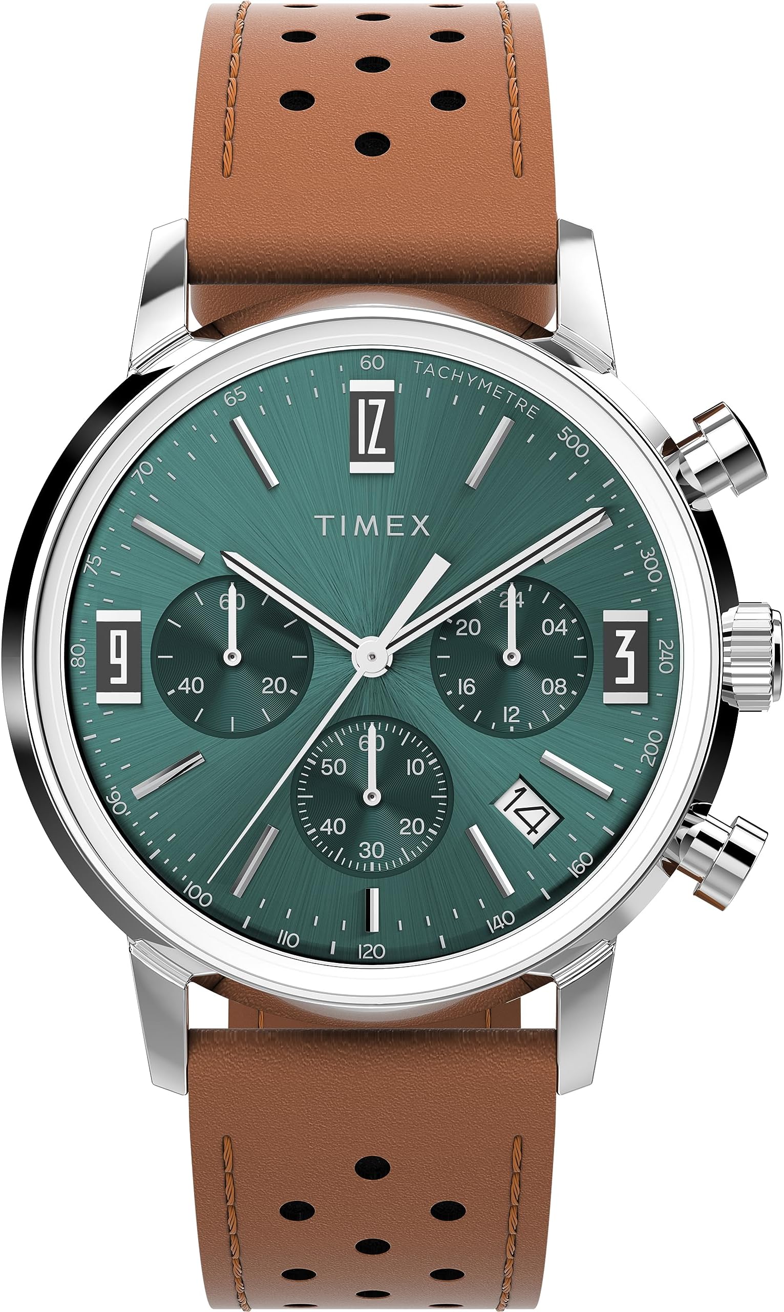 Buy Timex Men's Marlin 40mm Watch - Brown Strap Blue Dial Stainless ...