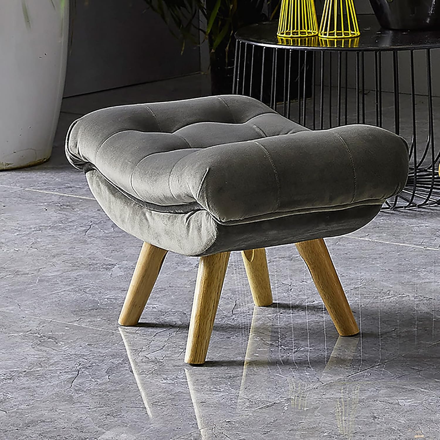 Amazon.com: Soft Padded Foot Rest Bench,Tufted Curved Velvet Ottoman ...