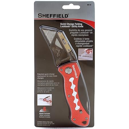 Sheffield 58119 Quick Change Folding Lockback Utility Knife - Utility ...