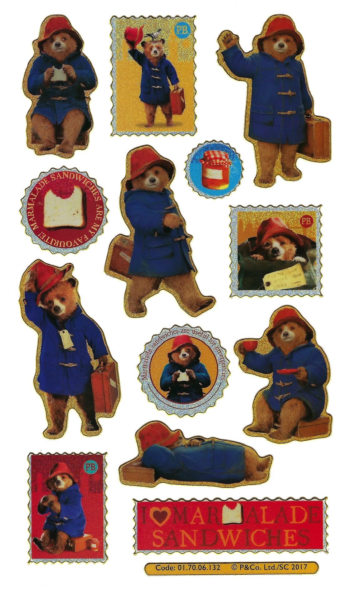 Official Licensed Stickers Paddington Bear Sparkly Reusable Stickers ...