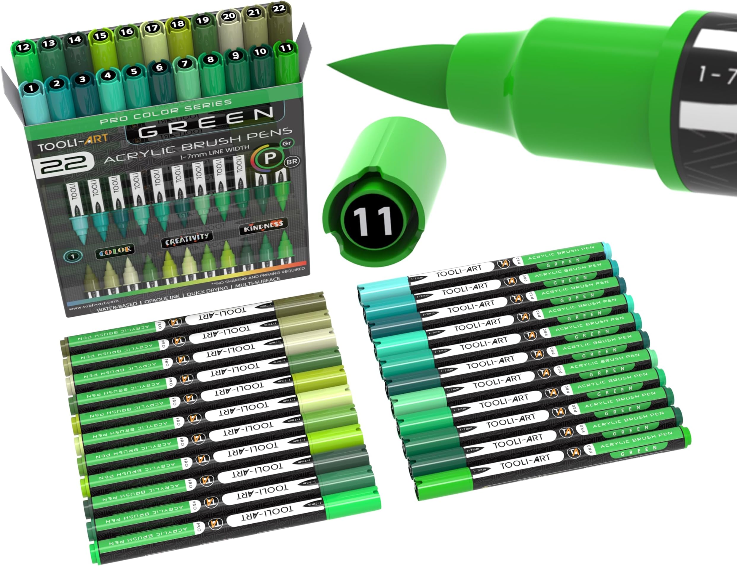 Amazon.com : 22 Flexible Brush Tip Acrylic Paint Pens Markers Set 1-7mm ...