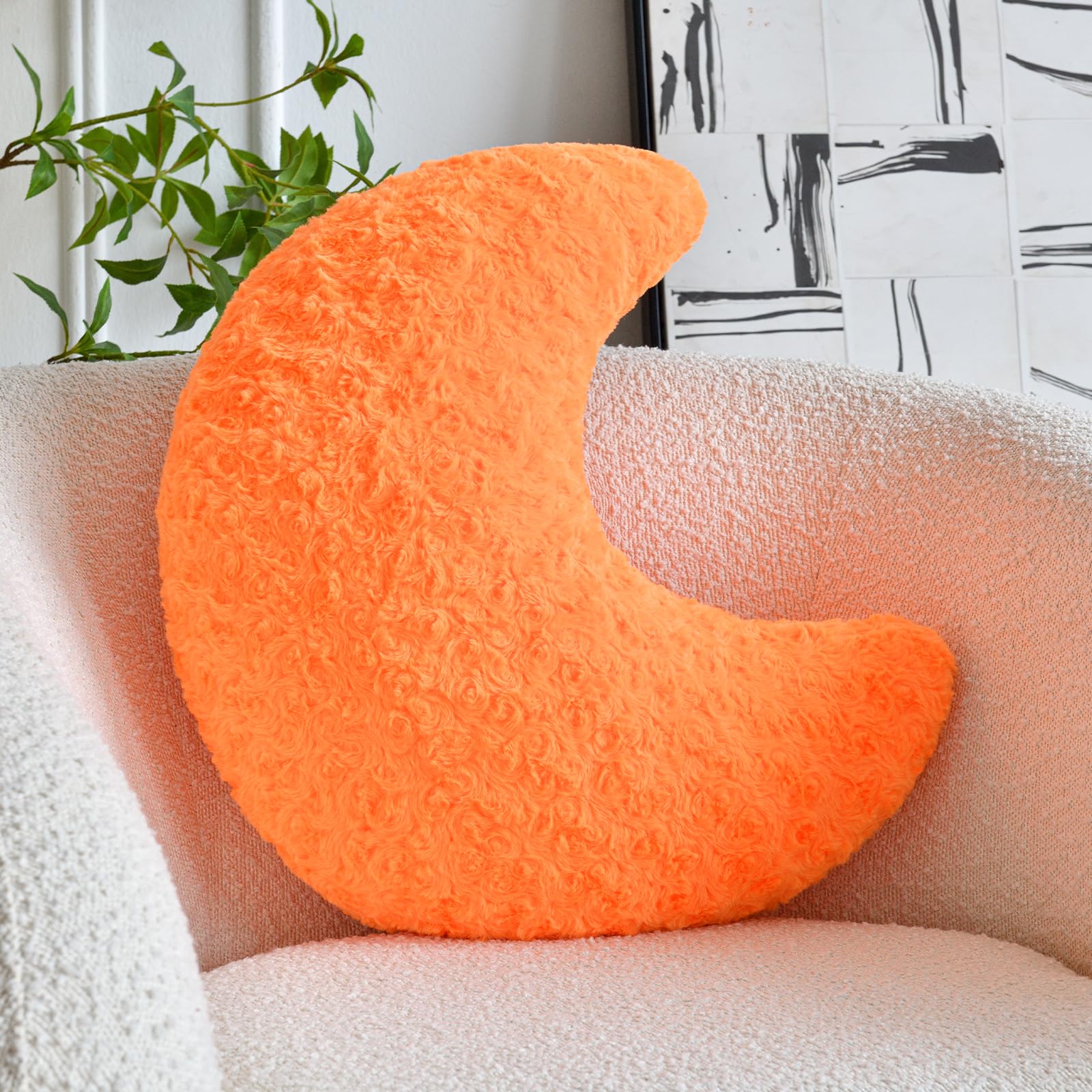 Amazon.com: ZCNYCLAM Moon Pillow, Moon Shaped Pillow with Soft Faux Fur ...