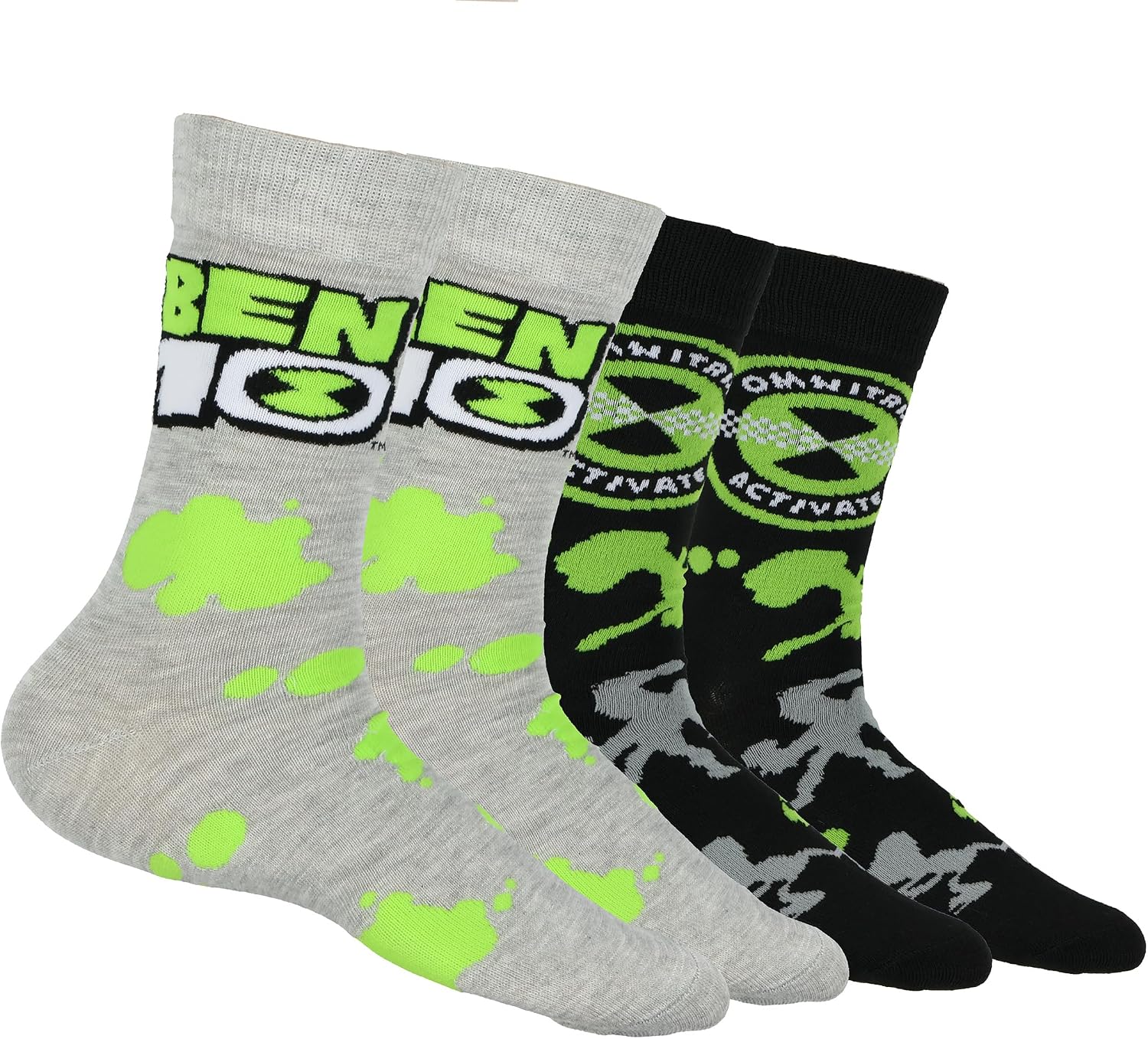 Amazon.com: Bioworld Ben 10 Socks Goop and Omnitrix Designs Adult Mid ...