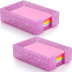 Amazon.com : Chunful 2 Pcs 4 x 6 Acrylic Glitter Pink Sticky Note ...