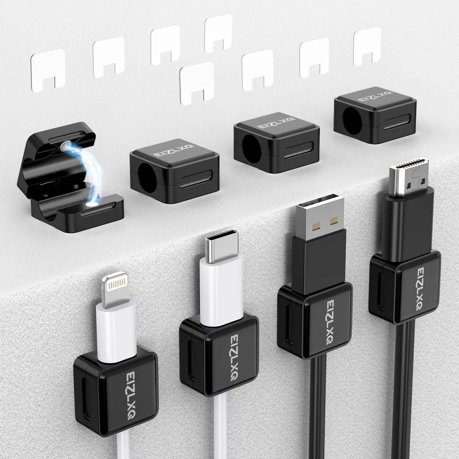 Amazon.com: 12 Pack Magnetic Cable Clip Clips, Under Desk Cable ...
