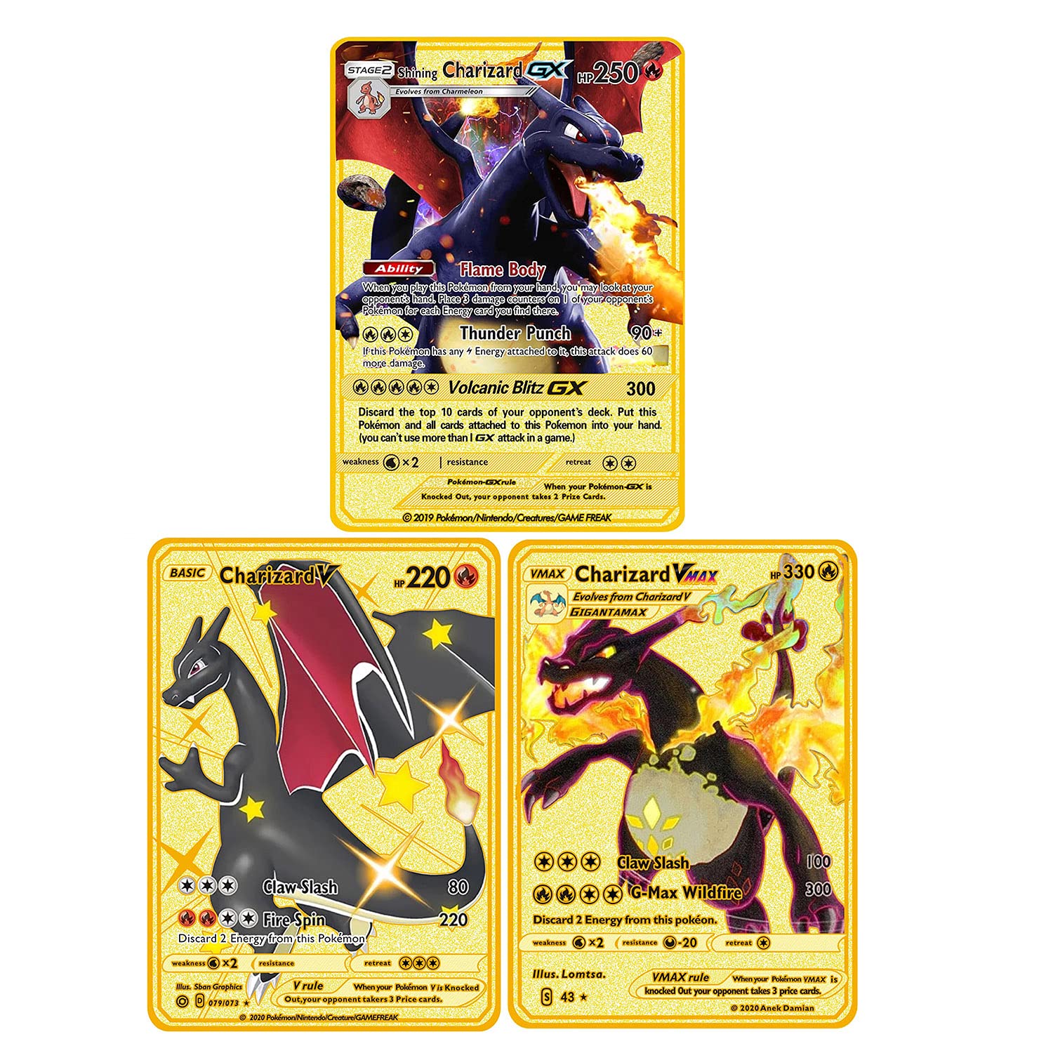 Charizard Vmax Metal Gold Plated Card Charizard Vmax Dx Gx | Desertcart ...