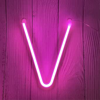 DWOOKE LED Light Up Letter V - Pink Neon Sign Battery or USB Operated ...