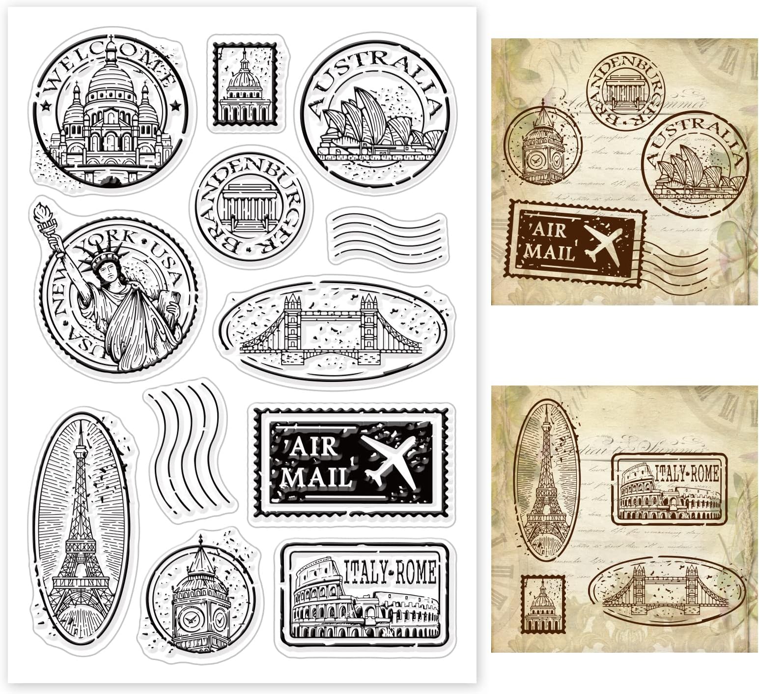 Amazon.com: ZFPARTY Air Mail Postage Clear Stamps Scrapbook Paper Craft ...
