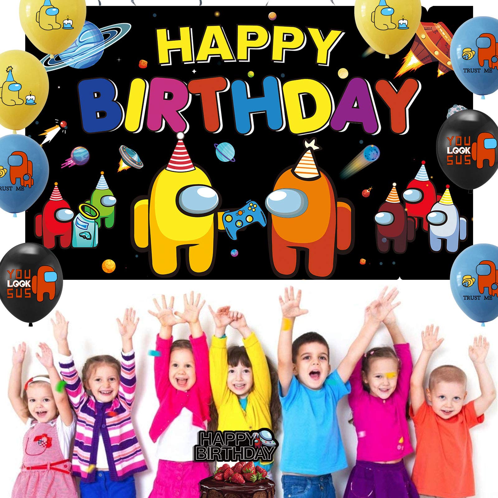 Among Us Birthday Decoration-Among Us Game Background Banner for Men ...