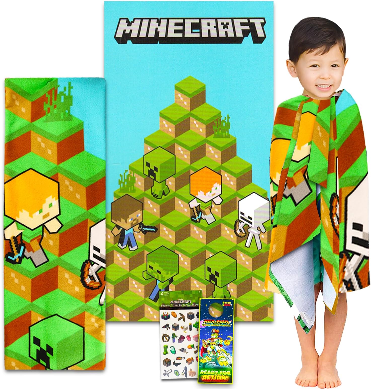 Amazon.com: Minecraft Bath Towel Set for Kids - Bundle with 27" x 54 ...