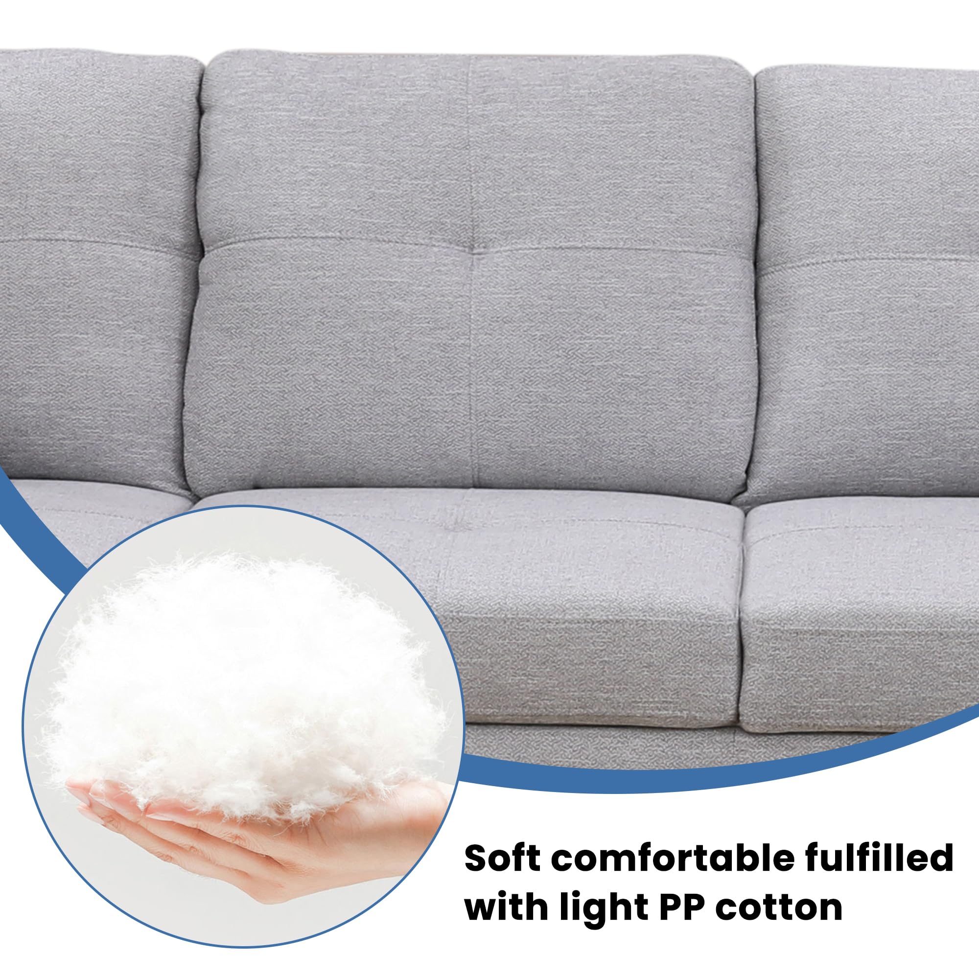 L-Shaped Sectional Sofa Set 3-Piece Luxurious Flannelette 5-seat ...