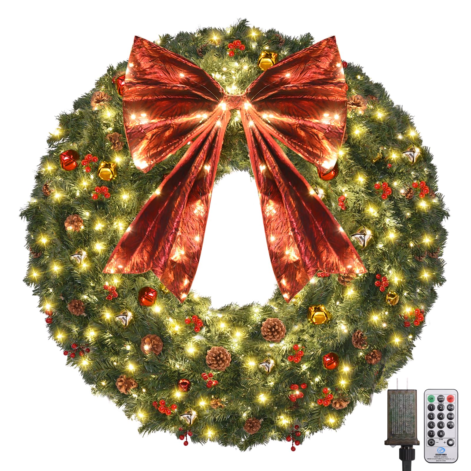Amazon.com: 48inch Large Christmas Wreath - Outdoor Christmas Wreath ...