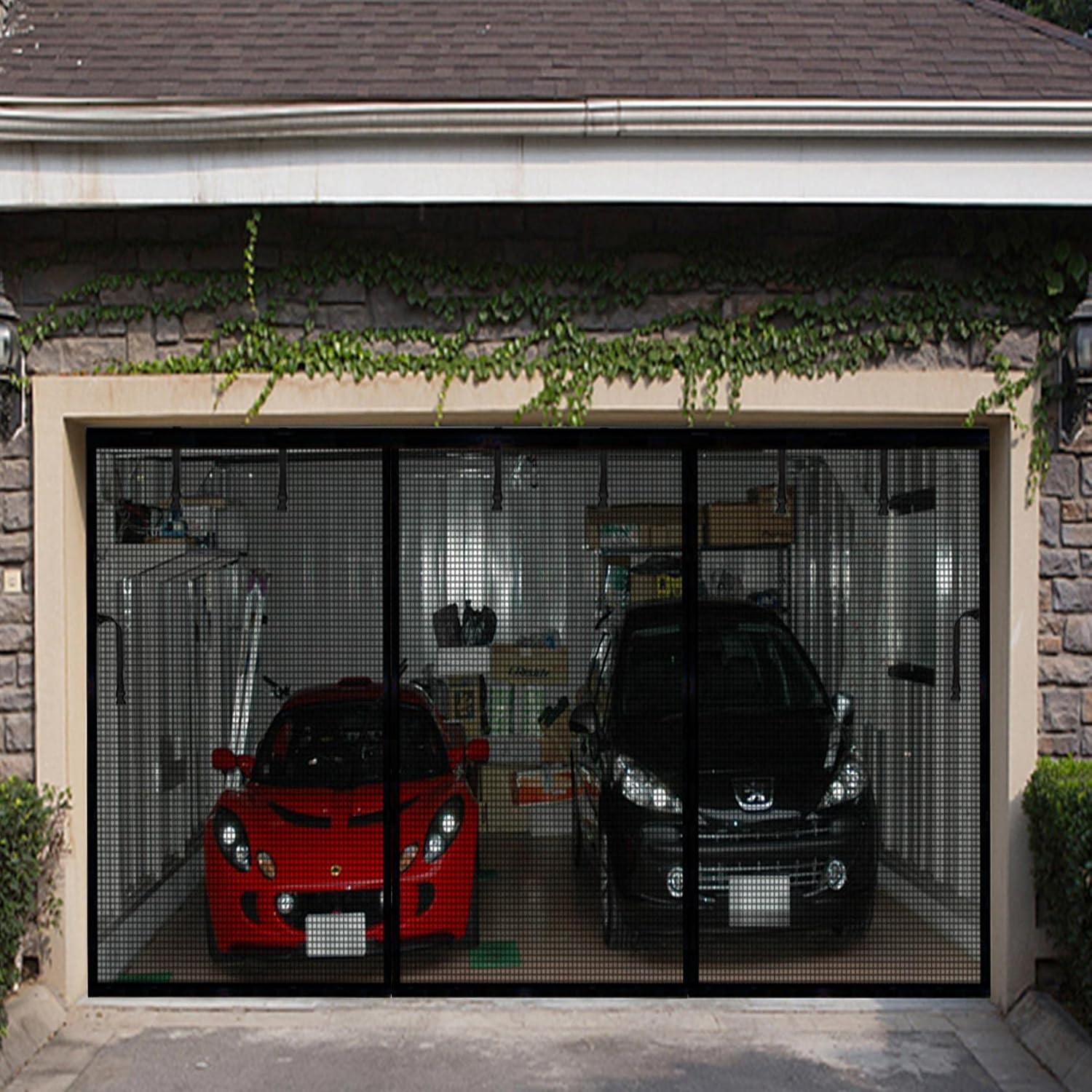 Premium Garage Door Screen for 2 Car High Garage 16x9ft, Heavy Duty ...