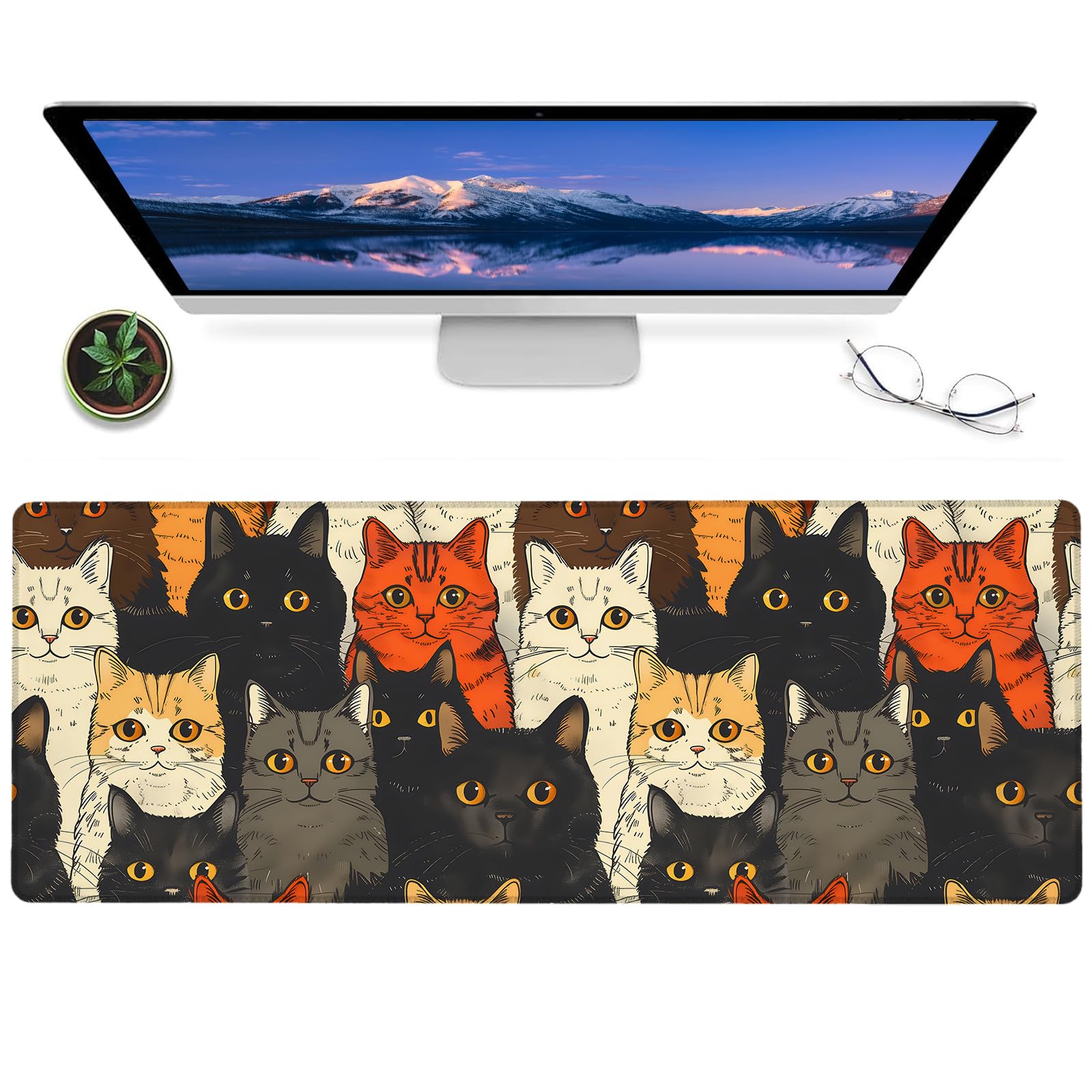 Amazon.com: ainori Vintage Cat Gaming Mouse Pad – 12x31.5in Non-Slip ...