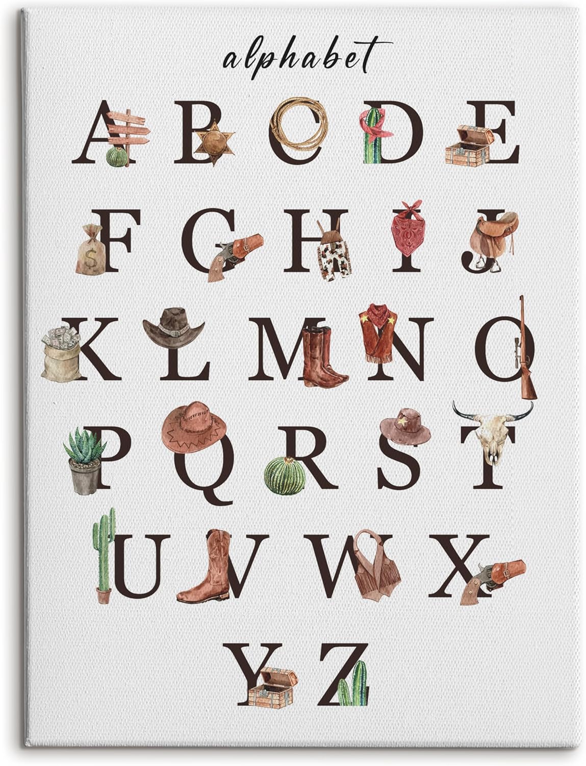 Amazon.com: HRQKO Western Alphabet Canvas Wall Art, Western Nursery ...