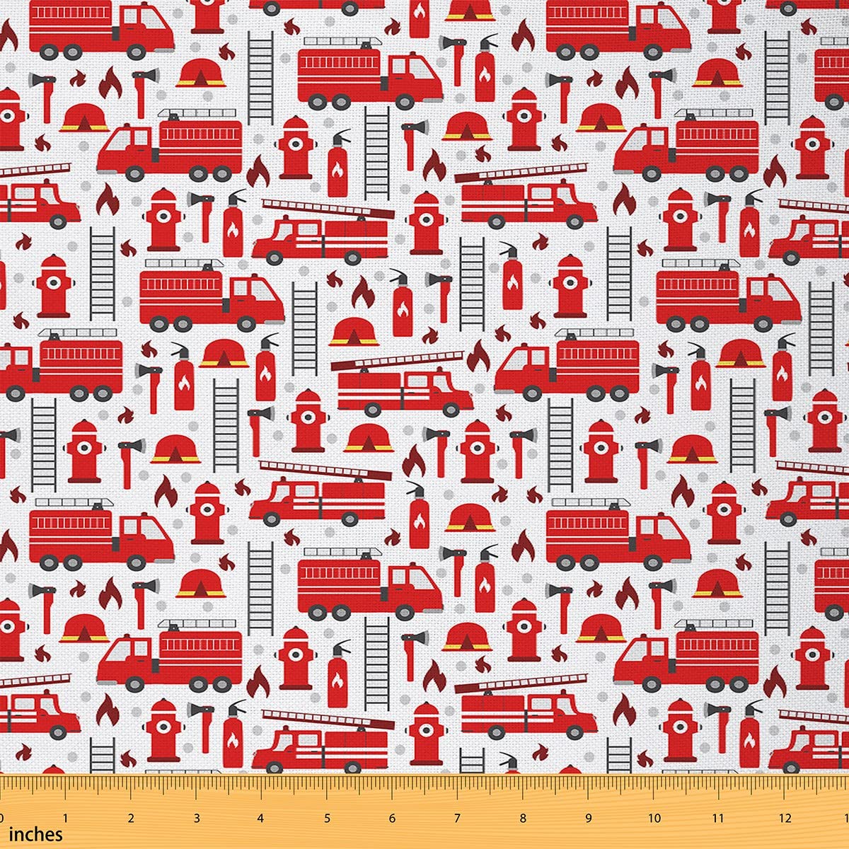 Amazon.com: Fire Truck Fabric by The Yard for Kids Boys, Red Fire ...