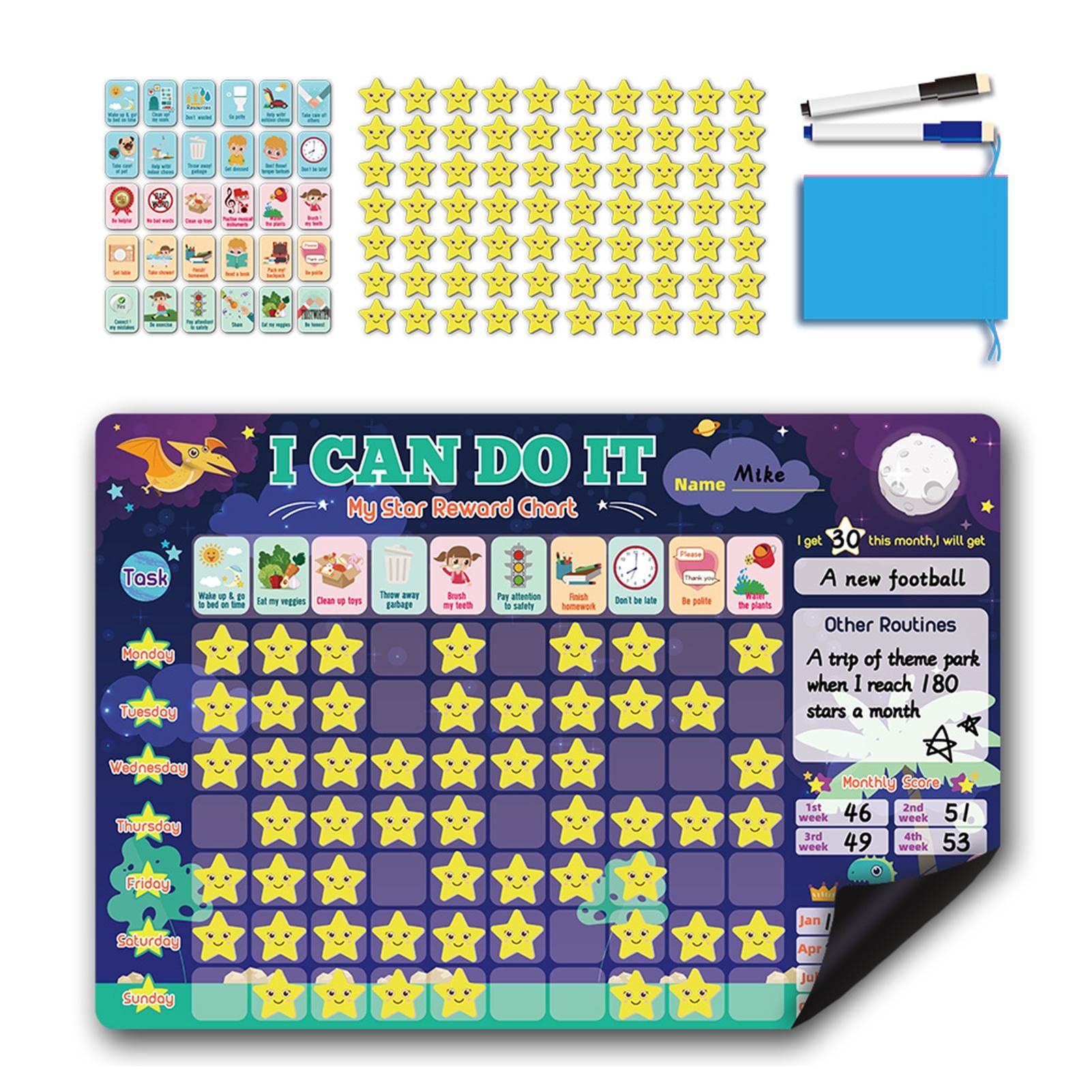 Buy 2 Pcs Magnetic Reward Chart, Responsibility Magnetic Chart Board ...