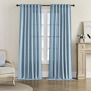 Amazon.com: Dusty Blue Long Curtains 108 Inch Length for Living Room ...